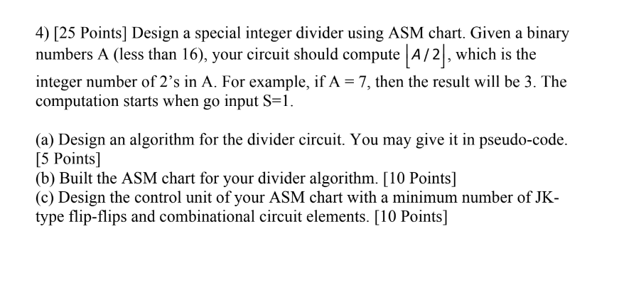 Solved [25 ﻿Points] ﻿Design a special integer divider using | Chegg.com