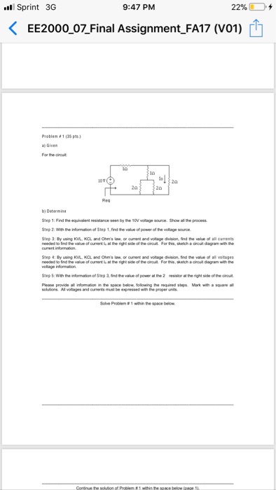 Solved Sprint 3G 9:47 PM 22% + く EE2000-07,Final | Chegg.com