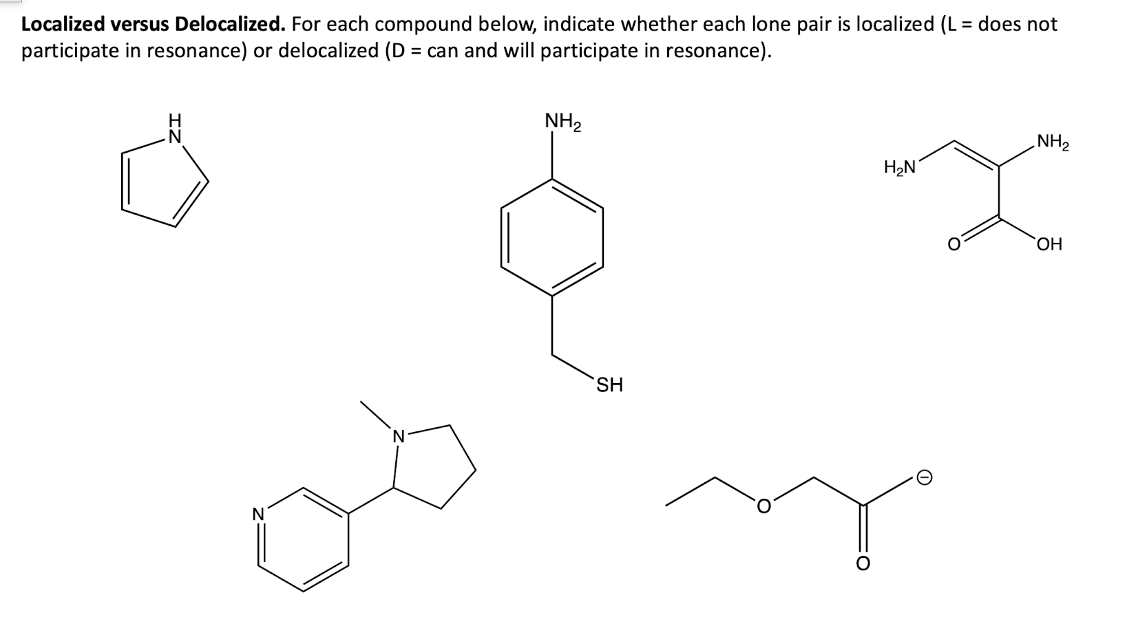 Solved Localized versus Delocalized. For each compound | Chegg.com