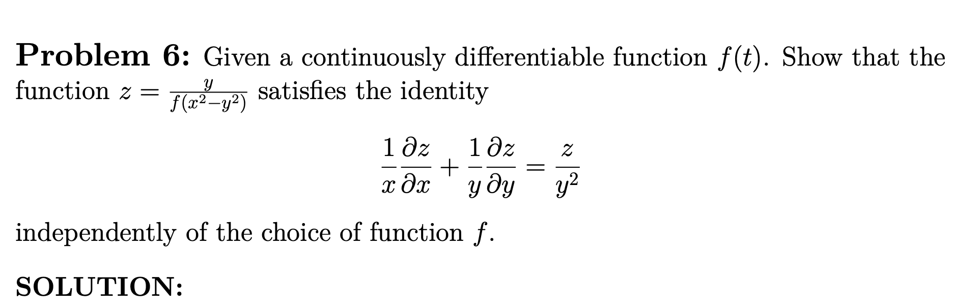 Solved Problem 6: Given a continuously differentiable | Chegg.com