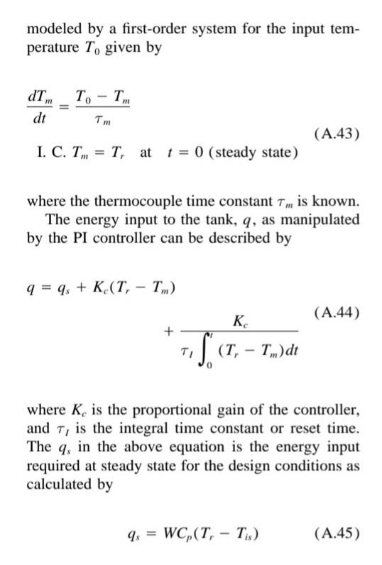 Solved Problem 10: Dynamics of a Heated Tank with | Chegg.com