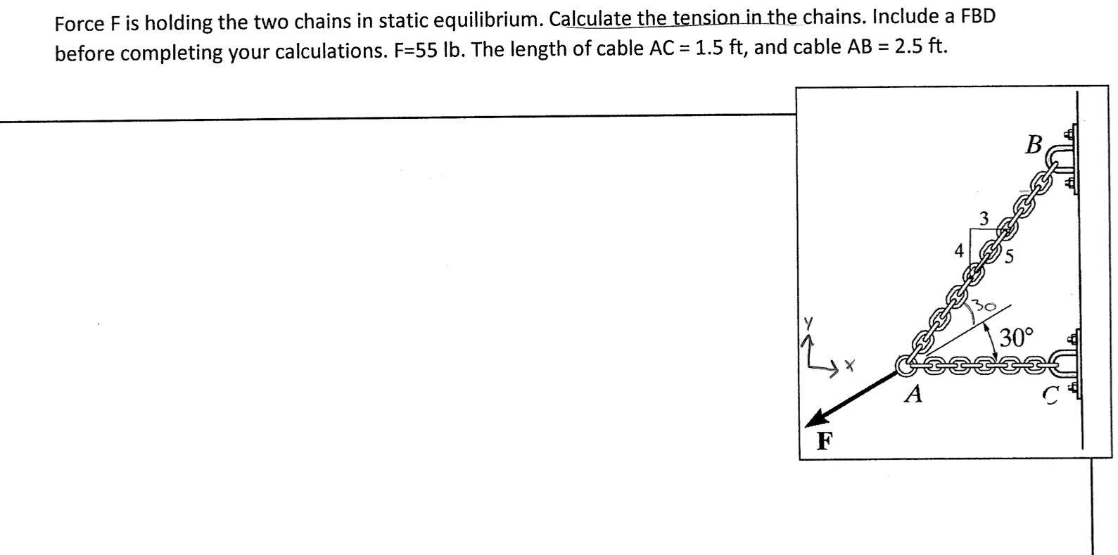 Solved Force F is holding the two chains in static | Chegg.com