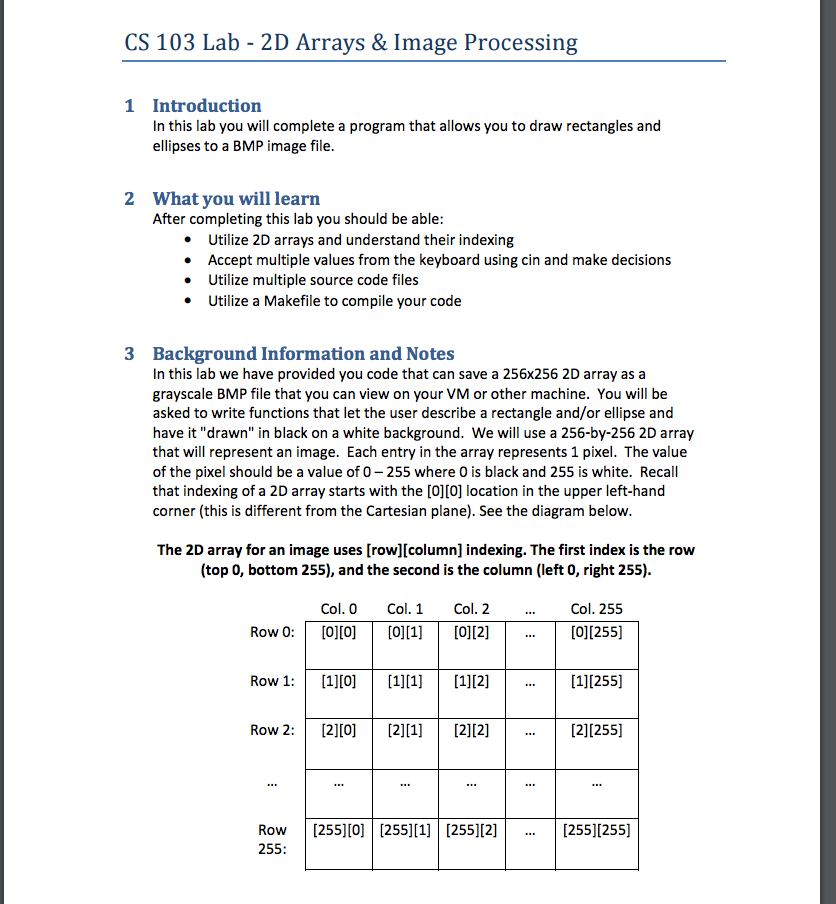 CS 103 Lab - 2D Arrays & Image Processing 1 | Chegg.com