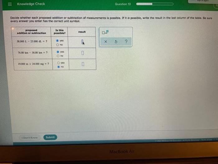Solved = Knowledge Check Question 13 Decide whether each | Chegg.com