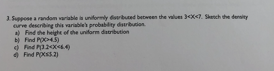 Solved 3. Suppose a random variable is uniformly distributed | Chegg.com