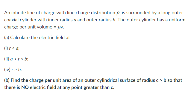 Solved An infinite line of charge with line charge | Chegg.com