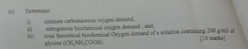 Solved Determine: 1) ultimate carbonaceous oxygen demand, | Chegg.com