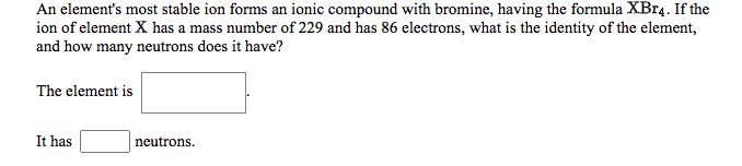 Solved An element's most stable ion forms an ionic compound | Chegg.com