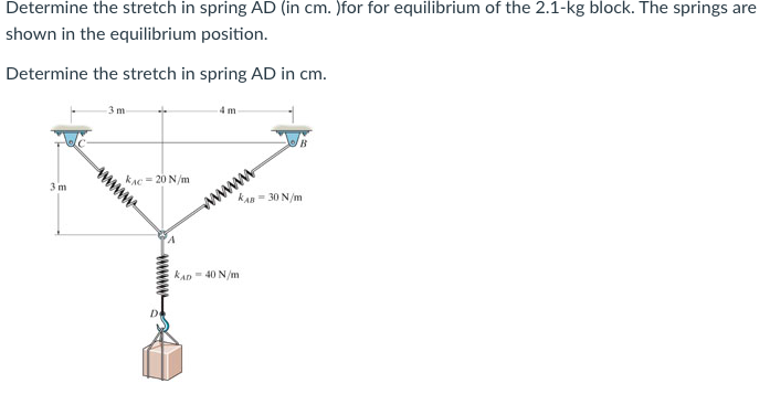Solved Determine the stretch in spring AD (in cm. )for for | Chegg.com