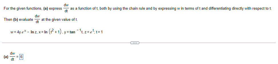 Solved dw For the given functions, (a) express as a function | Chegg.com
