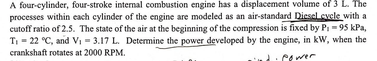 Solved A four-cylinder, four-stroke internal combustion | Chegg.com