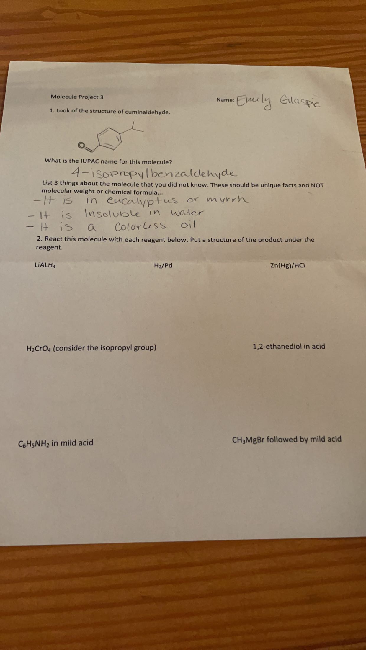 Solved 1. Look of the structure of cuminaldehyde. What is | Chegg.com