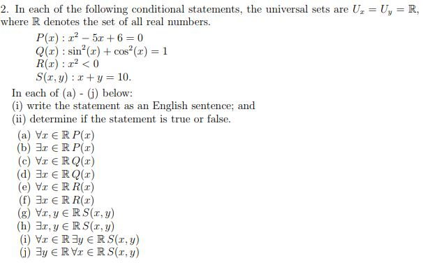 Solved 2. In each of the following conditional statements, | Chegg.com