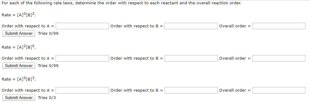 Solved For each of the following rate laws, determine the | Chegg.com