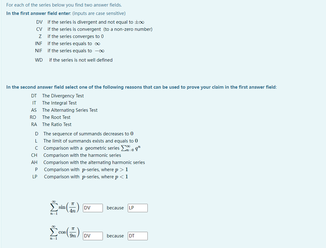 Solved For each of the series below you find two answer | Chegg.com