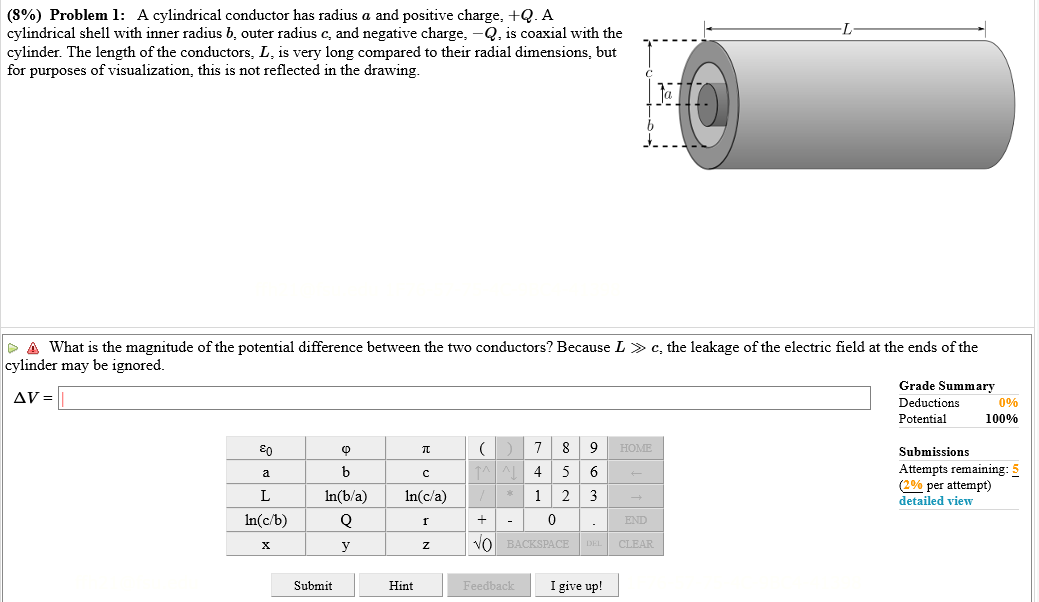 Solved (8\%) Problem 1: A cylindrical conductor has radius a | Chegg.com