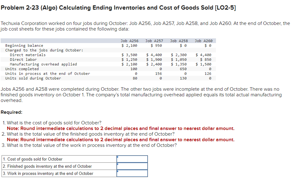 Solved Problem 2-23 (Algo) Calculating Ending Inventories | Chegg.com