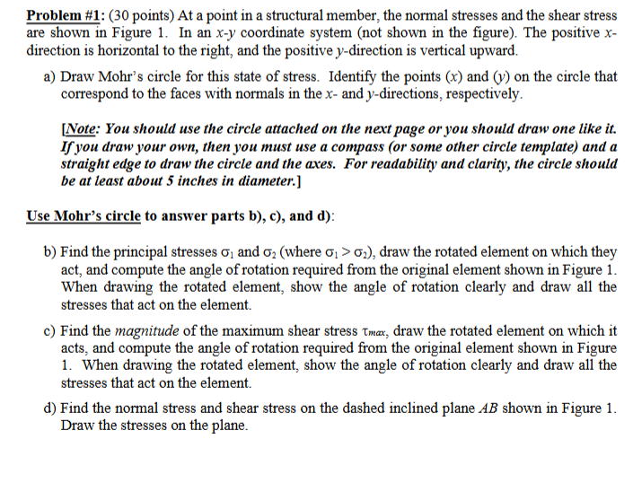 Solved Problem #1: (30 ﻿points) ﻿At a point in a structural | Chegg.com