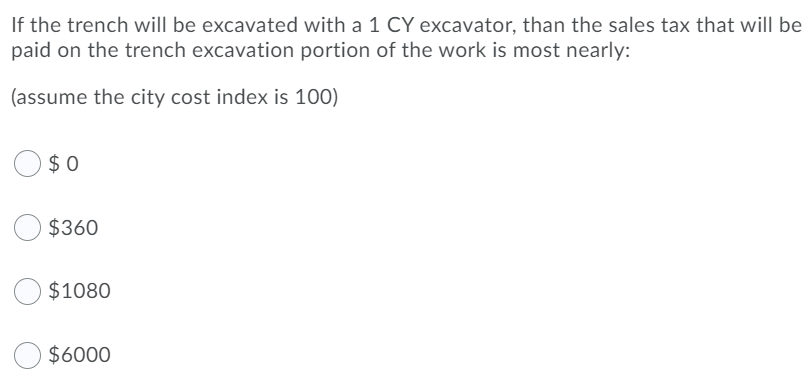 Solved If the trench will be excavated with a 1 CY | Chegg.com