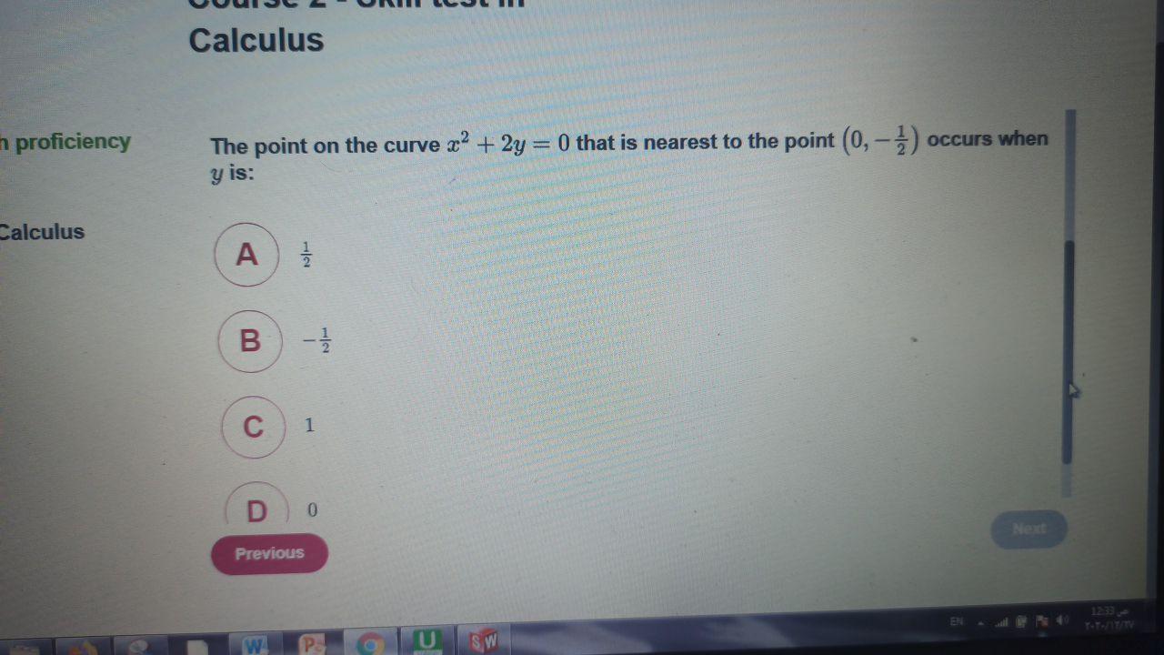 Solved Calculus n proficiency The point on the curve x2 + 2y | Chegg.com