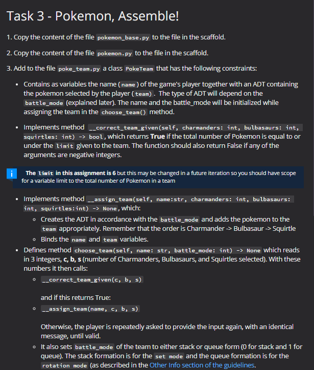 Task 3 - Pokemon, Assemble! 1. Copy the content of | Chegg.com