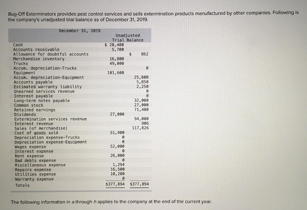 Solved Bug-Off Exterminators provides pest control services | Chegg.com