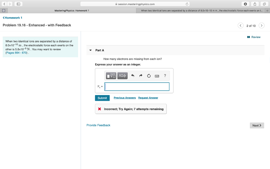 Solved session.masteringphysics.com When two identical ions | Chegg.com
