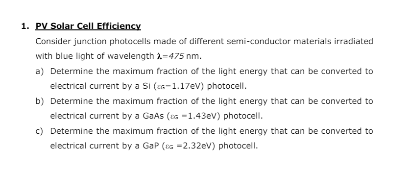Solved Consider junction photocells made of different | Chegg.com