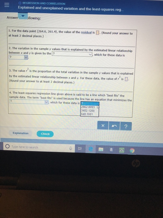 Solved Explained and unexplained variation and the | Chegg.com