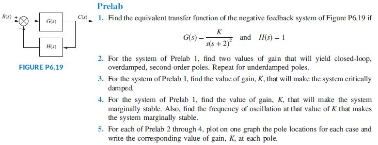 Solved Prelab R(s) + C1. Find the equivalent transfer | Chegg.com