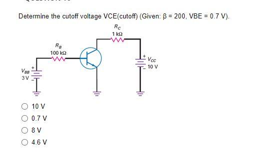 Solved Determine the cutoff voltage VCE(cutoff) (Given: | Chegg.com