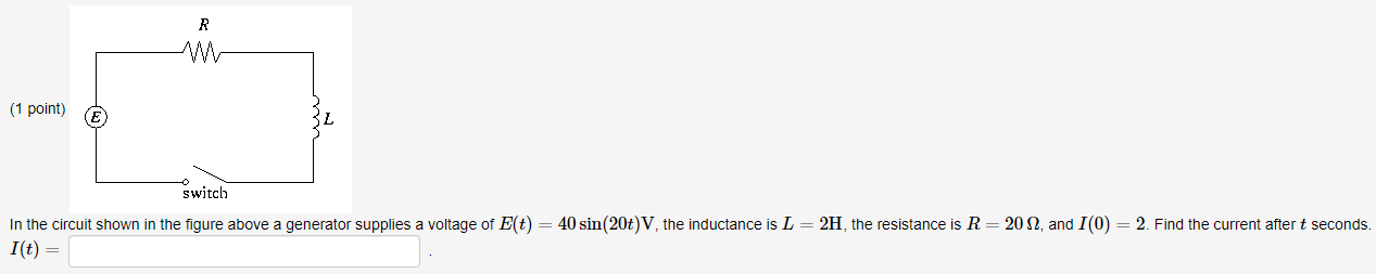 Solved R (1 point) switch In the circuit shown in the figure | Chegg.com