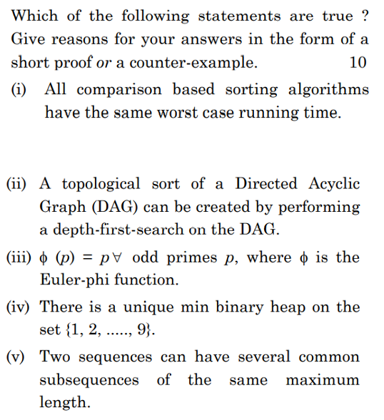 Solved Which of the following statements are true ? Give | Chegg.com