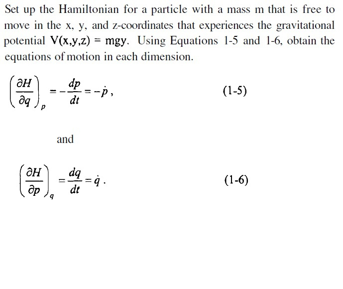 Set up the Hamiltonian for a particle with a mass m | Chegg.com