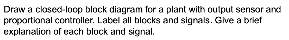 Solved Draw a closed-loop block diagram for a plant with | Chegg.com