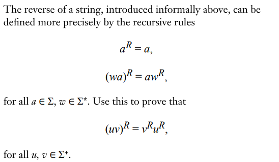 Solved The reverse of a string, introduced informally above, | Chegg.com
