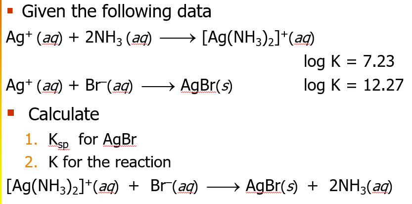 Solved . Given the following data Ag+ (aq) + 2NH3 (aq) | Chegg.com