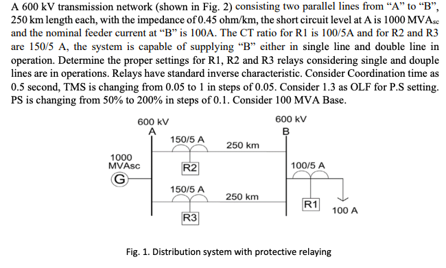 Solved A 600 kV transmission network (shown in Fig. 2) | Chegg.com