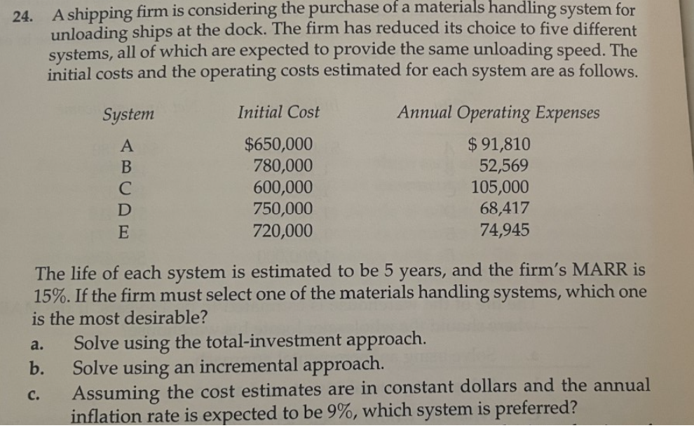 Solved 4. A shipping firm is considering the purchase of a | Chegg.com