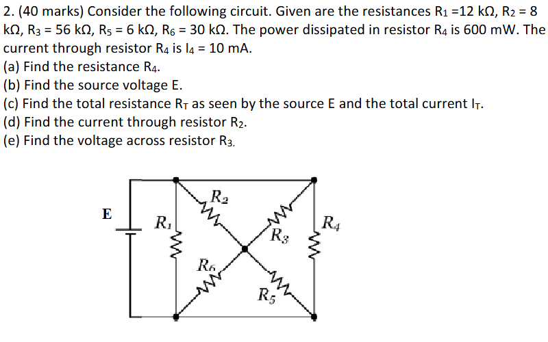 Solved (40 ﻿marks) ﻿Consider the following circuit. Given | Chegg.com