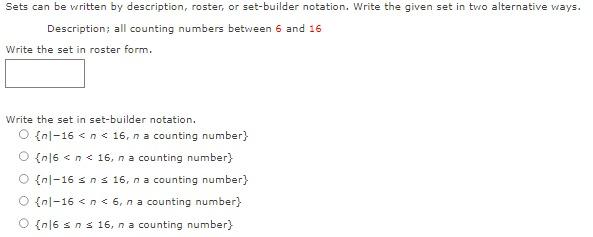 Sets can be written by description, roster, or | Chegg.com
