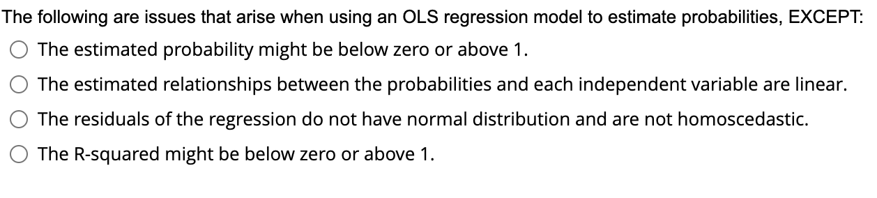 Solved The following are issues that arise when using an OLS | Chegg.com