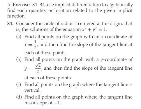 Solved In Exercises 81–84, use implicit differentiation to | Chegg.com