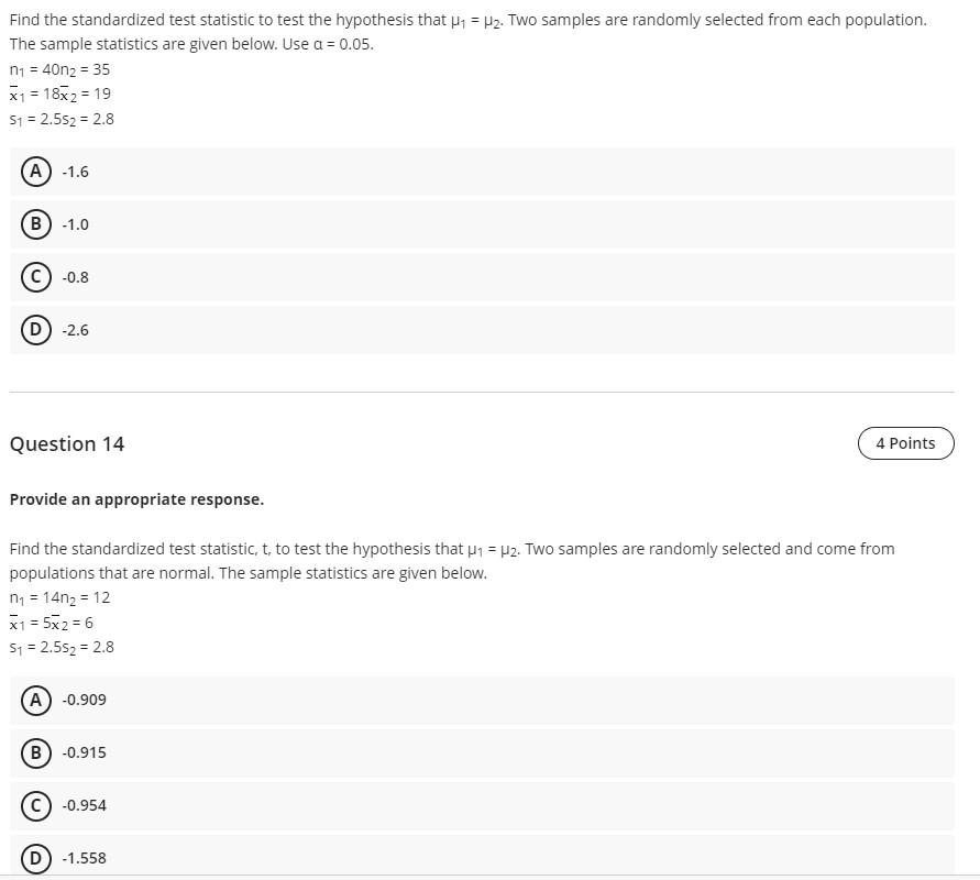 Solved Find the standardized test statistic to test the | Chegg.com
