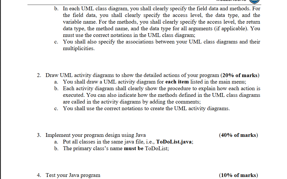 Solved: General Requirements: . . You should use UML clas