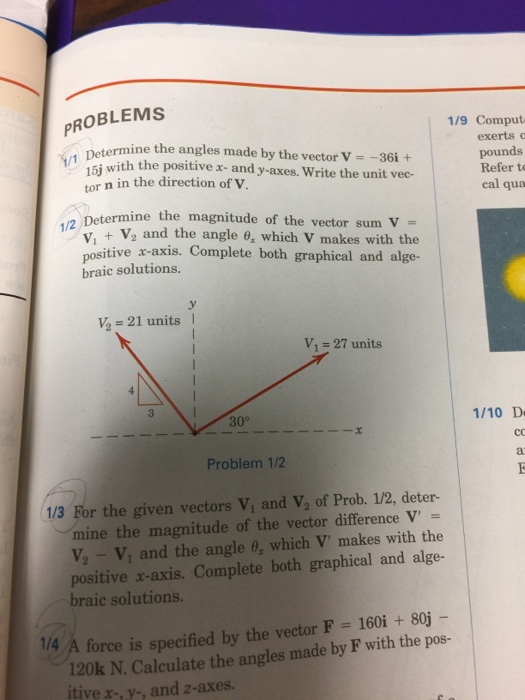 Solved PROBLEMs /1 15i·with the positive x-and y-axes, write | Chegg.com