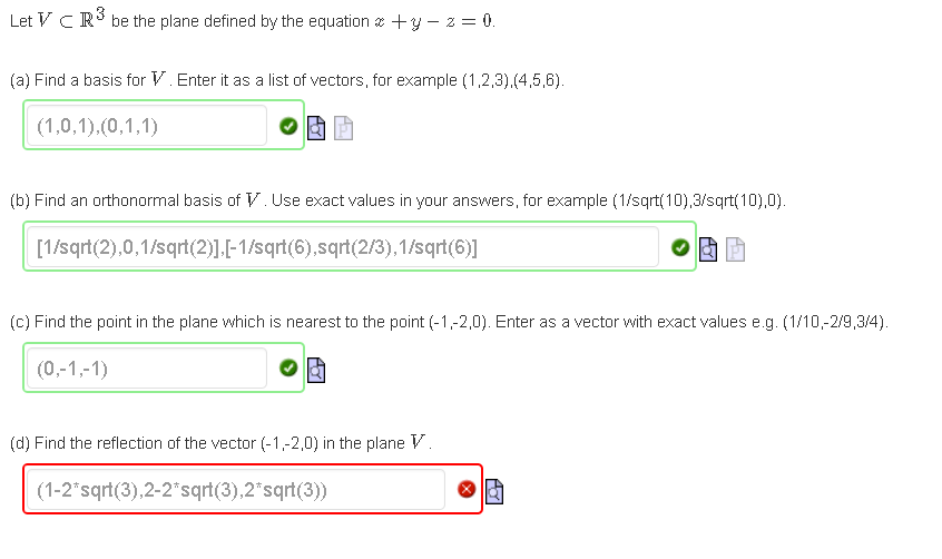 Solved Let V⊂R3 be the plane defined by the equation | Chegg.com