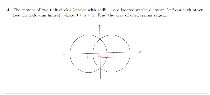 Solved 4. The centers of two unit circles (circles with | Chegg.com