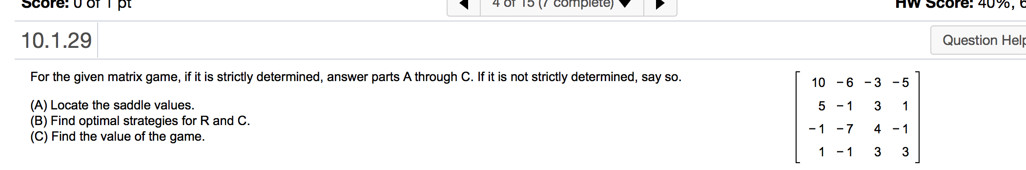Solved Score: U OT pt 4 OT 15 (i complete) Score: 40%, C | Chegg.com
