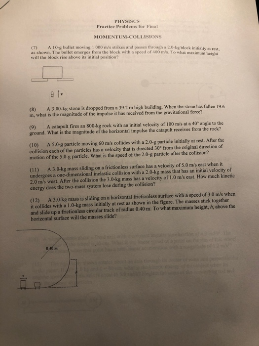 Solved PHYSISCS Practice Problems for Final | Chegg.com